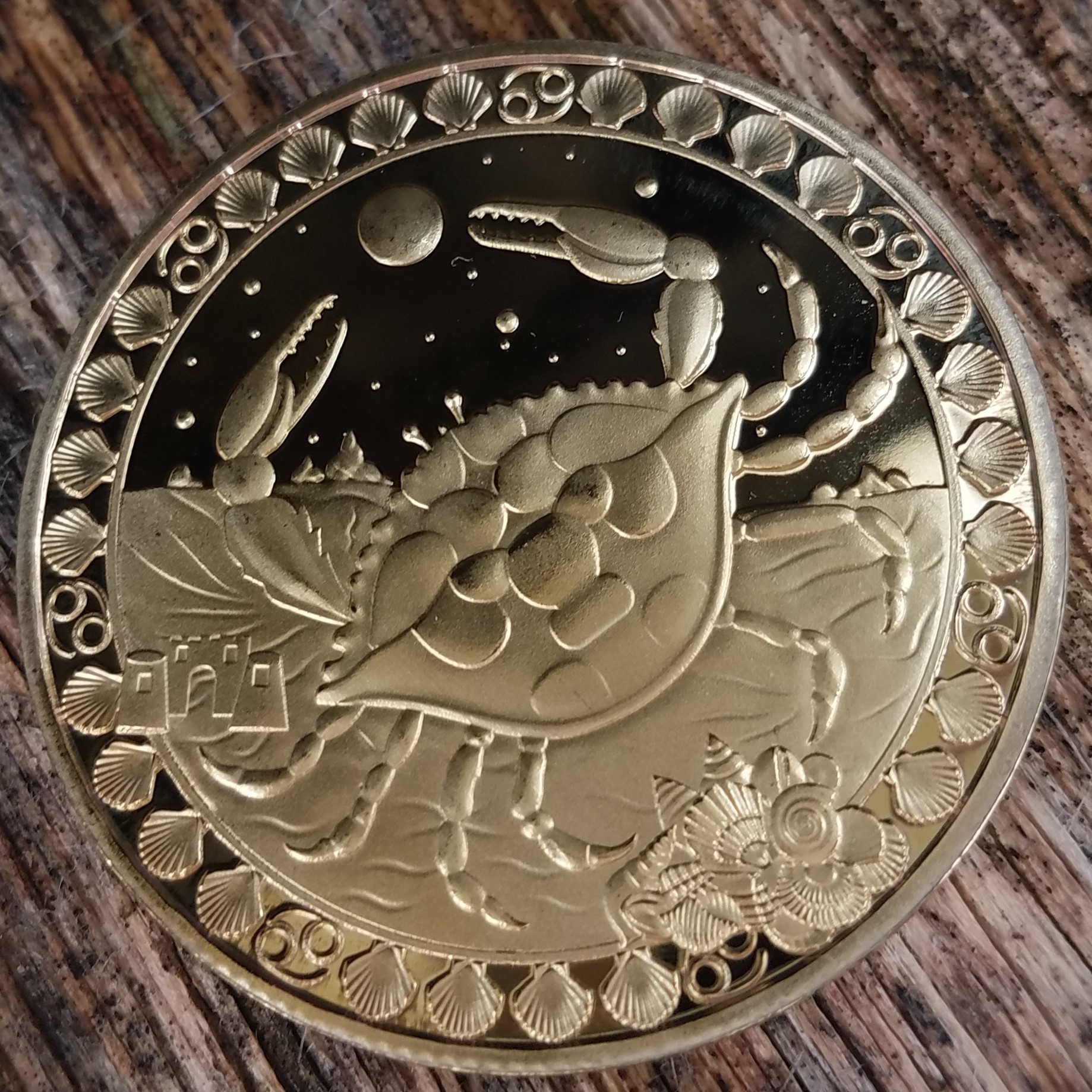 Cancer Zodiac Coin | Gold Plated Medallion for Astrology 1.57 ...