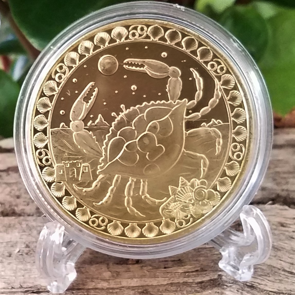 Cancer Zodiac Coin | Gold Plated Medallion for Astrology 1.57 ...